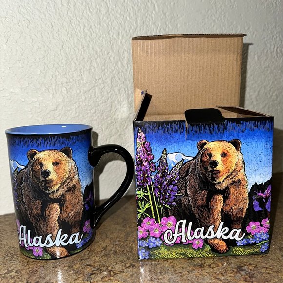Alaska | Kitchen | Alaska Brown Bear Fireweed Wildflowers 5oz Ceramic ...